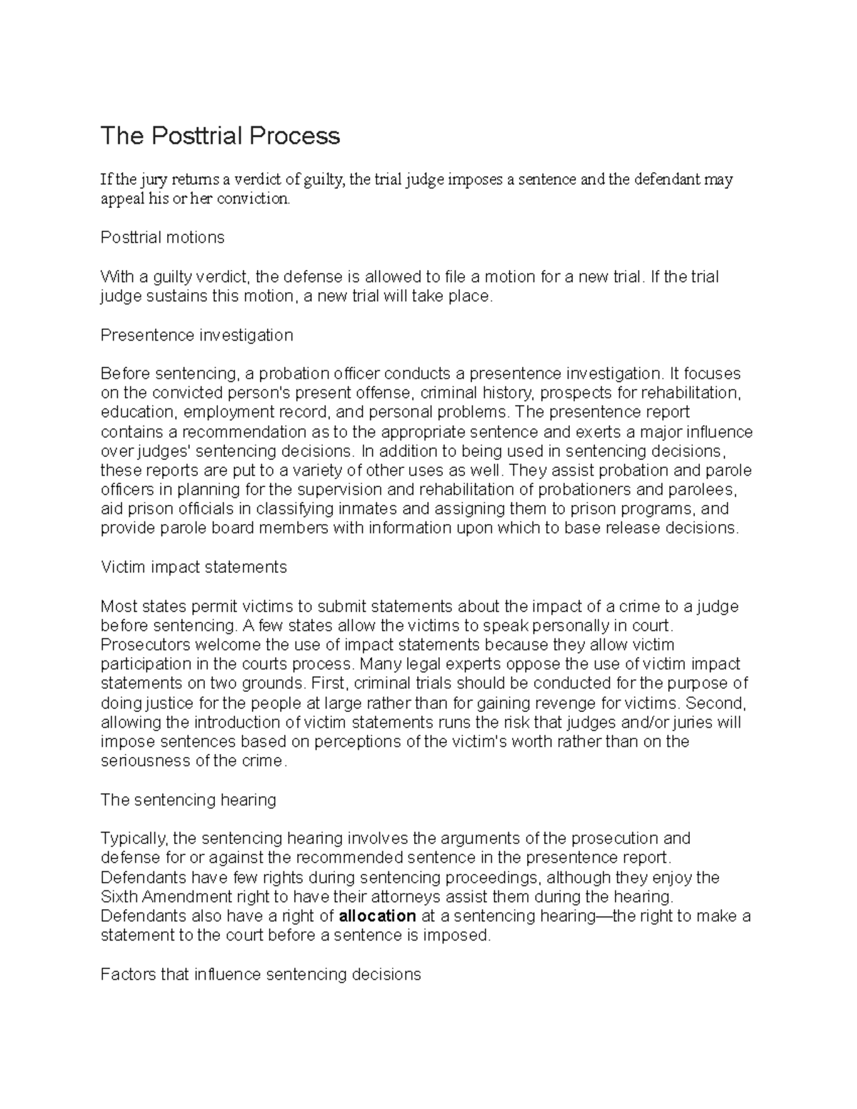 The Posttrial Process - Practice Notes - The Posttrial Process If the ...