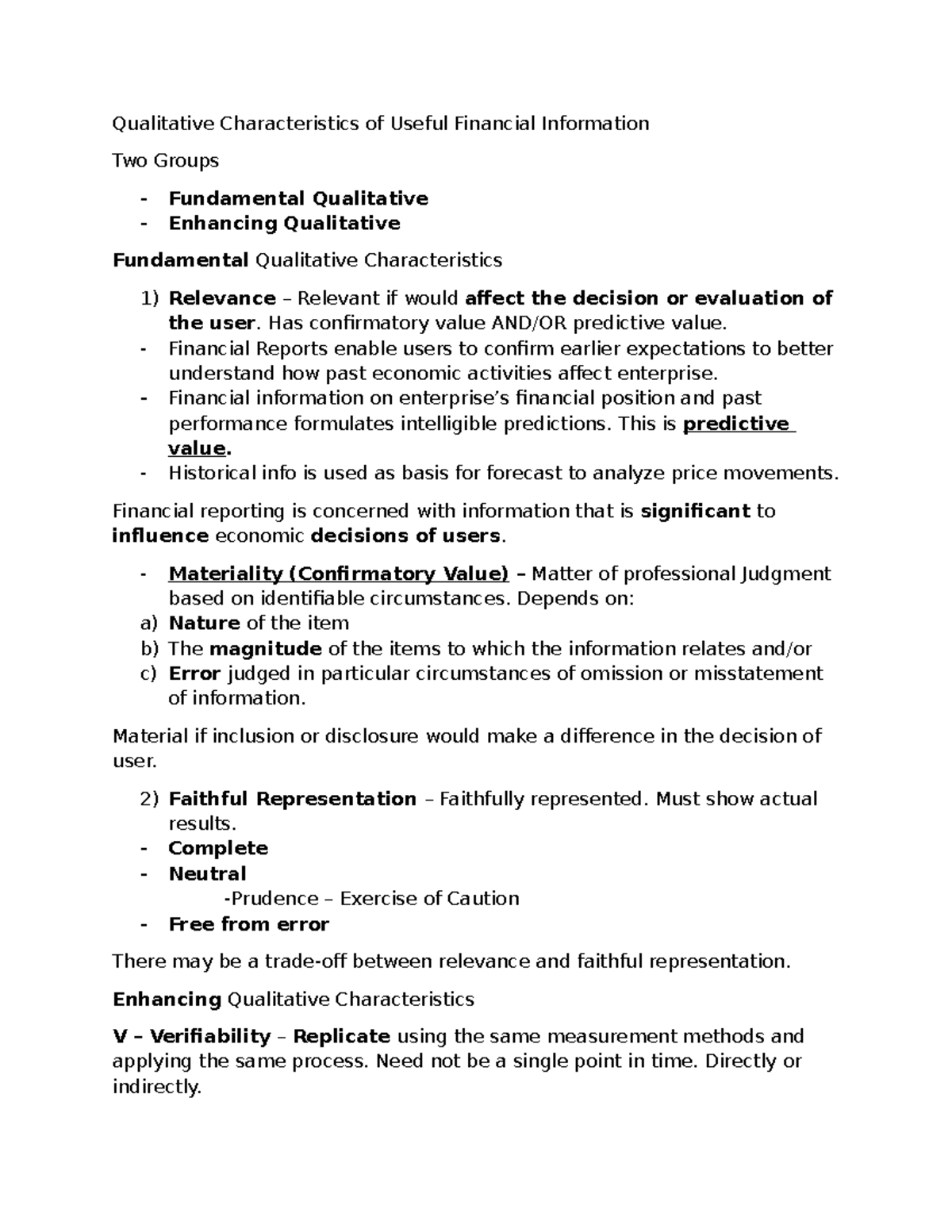 Financial accounting - Qualitative Characteristics of Useful Financial ...