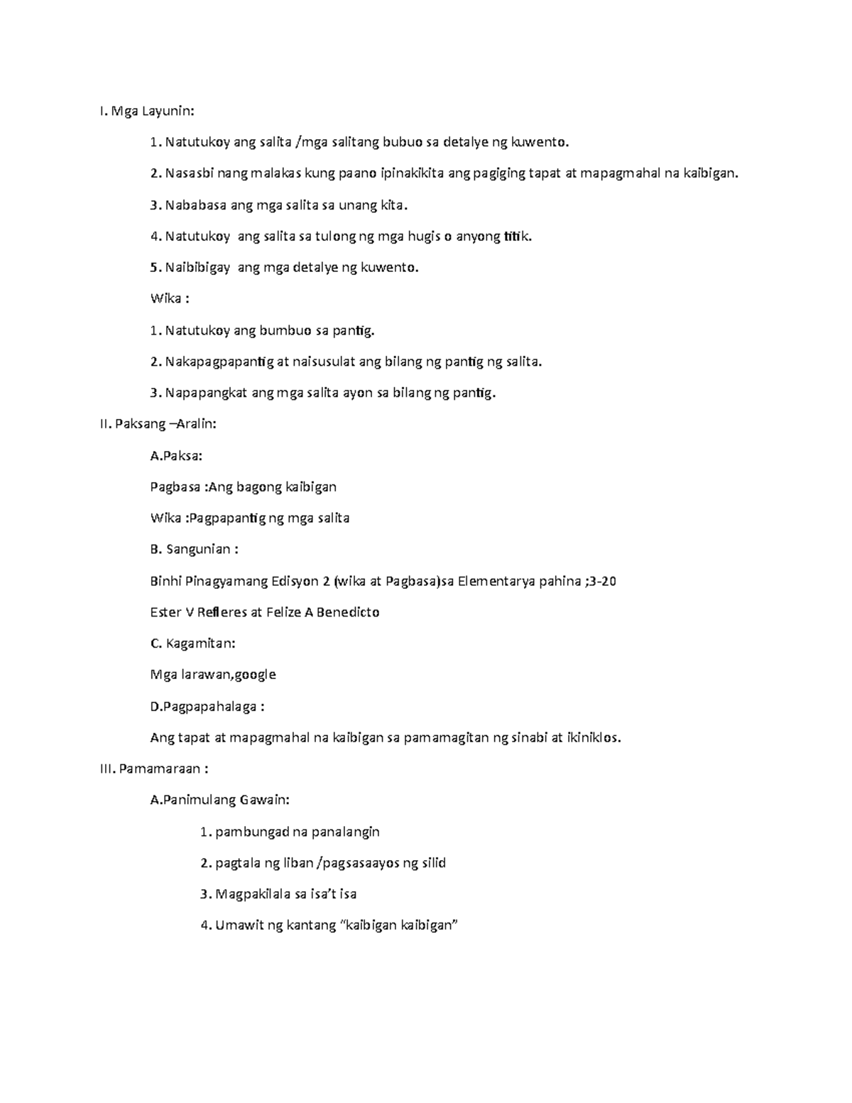 Miss Maricel Fil.2 Lp T - Filipino 2 lesson plan - I. Mga Layunin: 1 ...