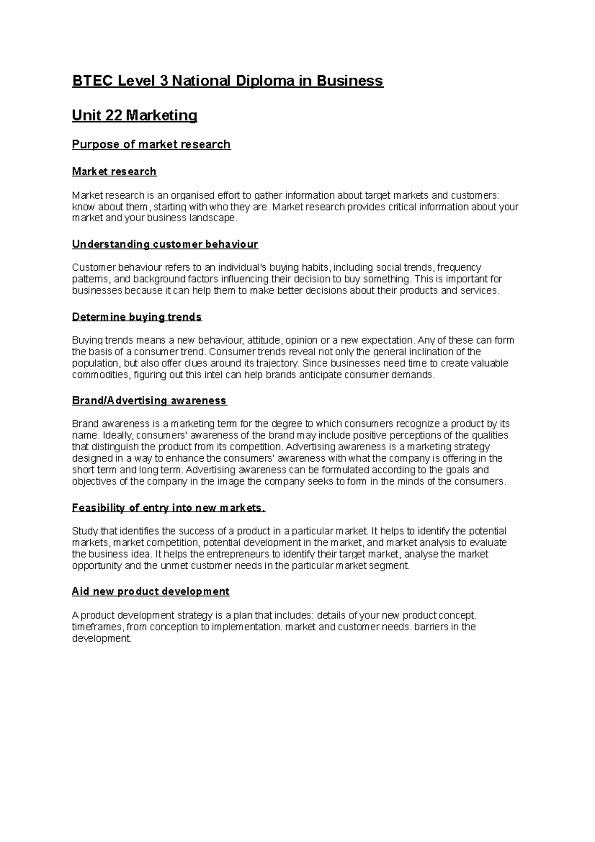 Unit 22 Business - BTEC Level 3 National Diploma in Business Unit 22 ...