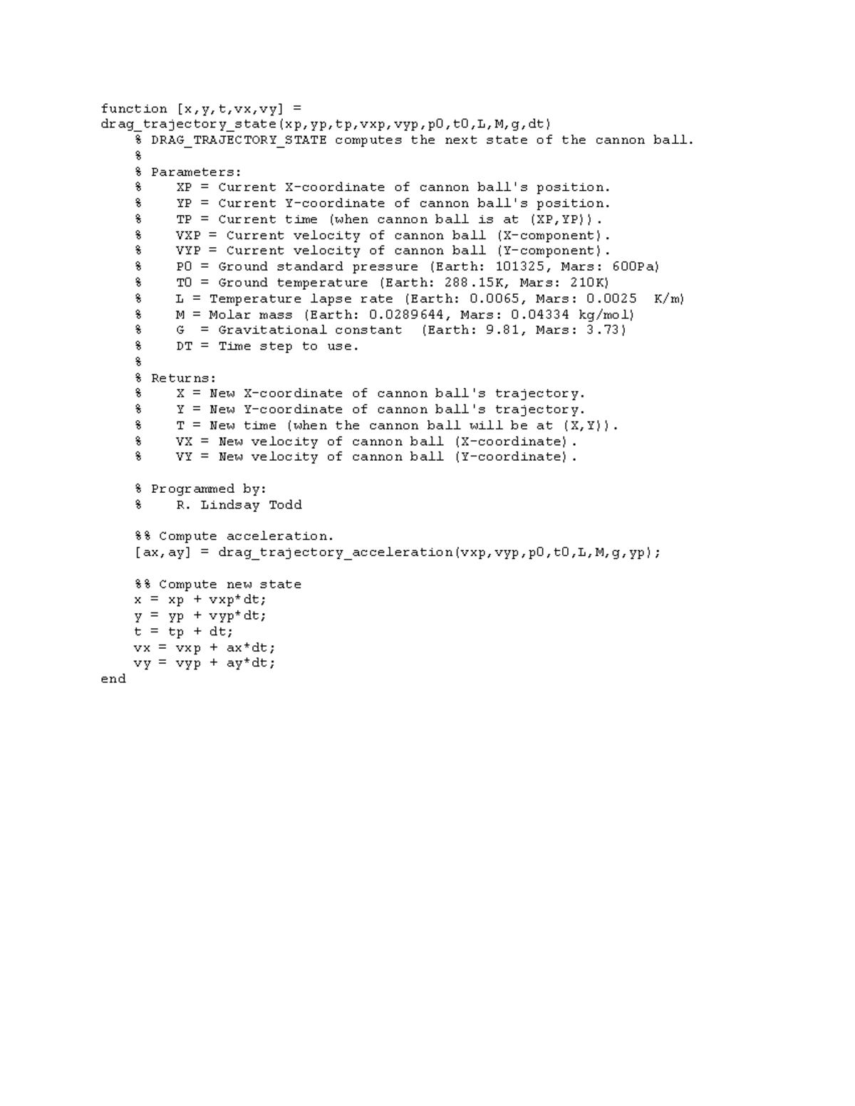 Homework 3 drag trajectory state - function [x,y,t,vx,vy] = - Studocu