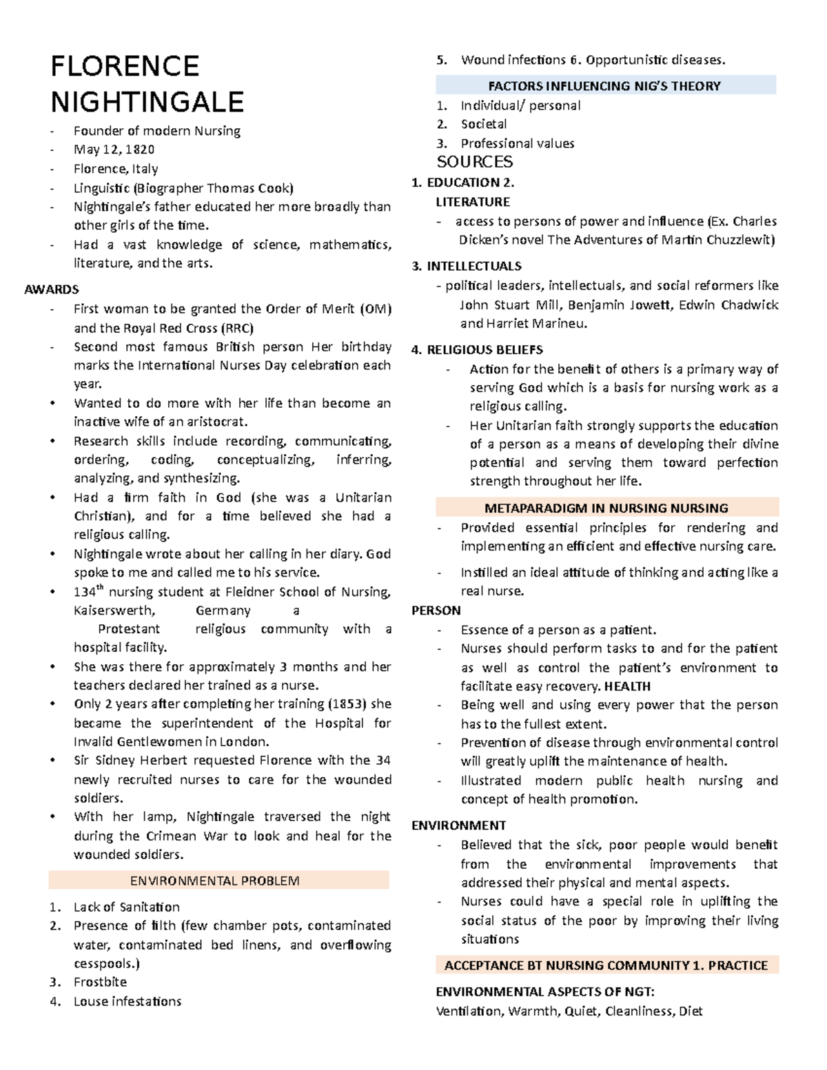 Florence Nightingale - FLORENCE NIGHTINGALE Founder of modern Nursing ...