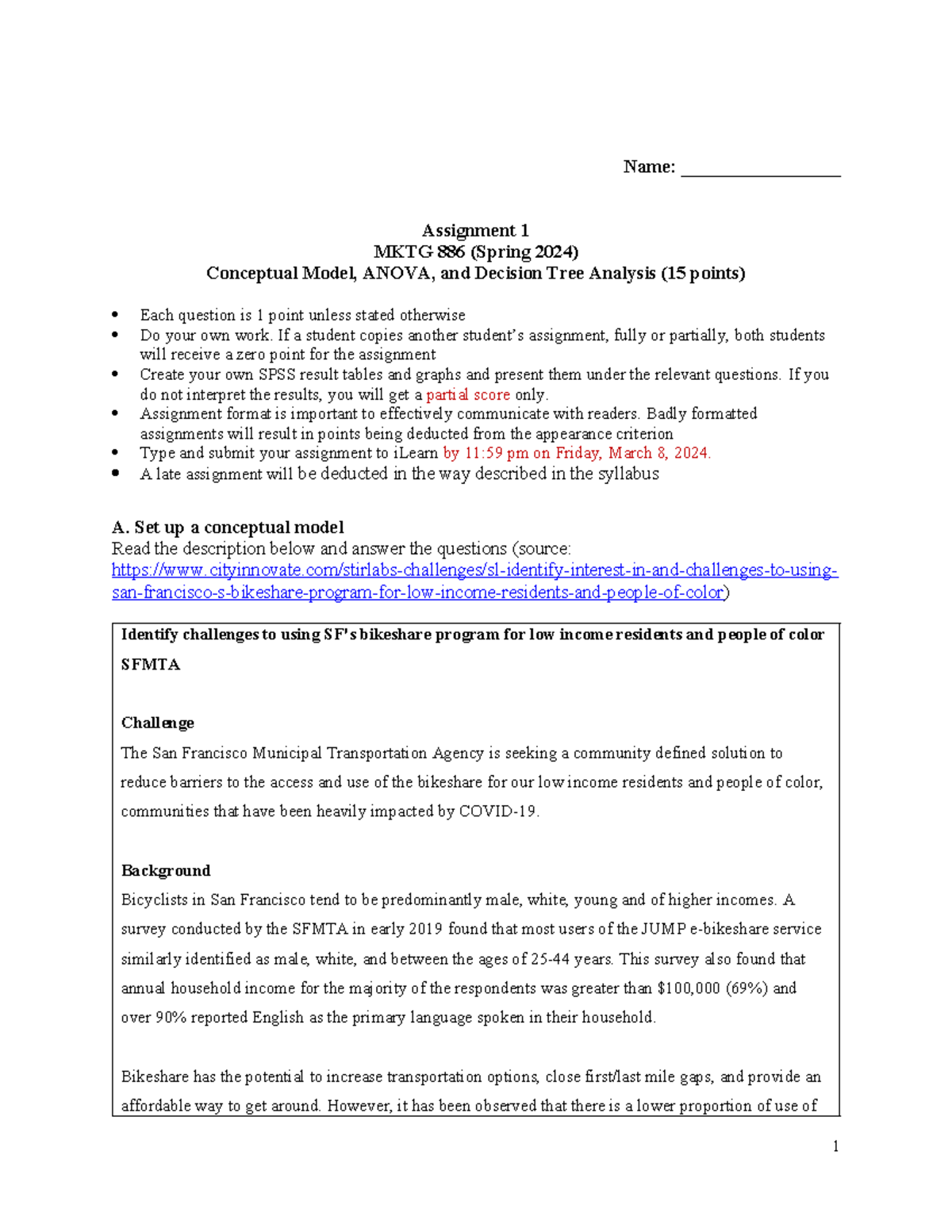 Assignment 1 Conceptual model Anova Decision Tree 2024 0304 - Name ...