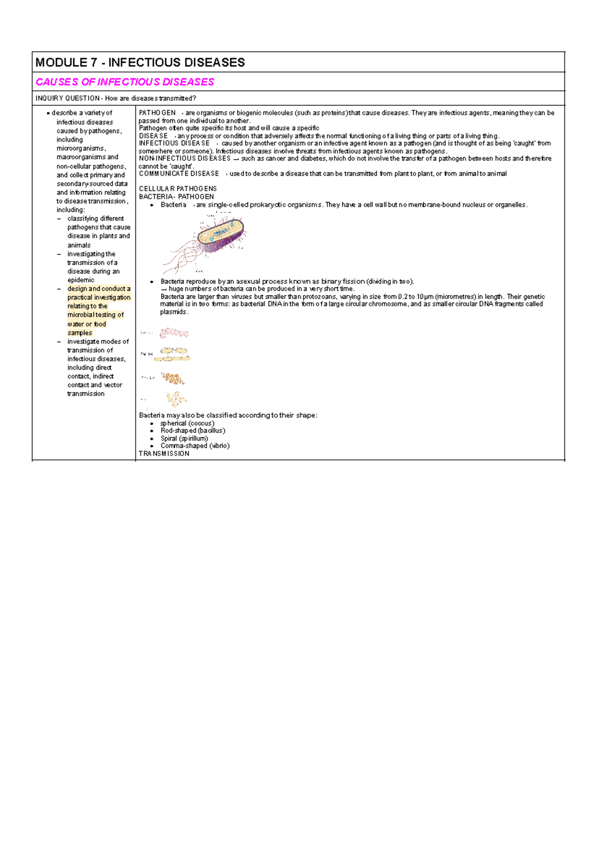 HSC Biology Module 7 - Infectious Diseases - MODULE 7 - INFECTIOUS ...