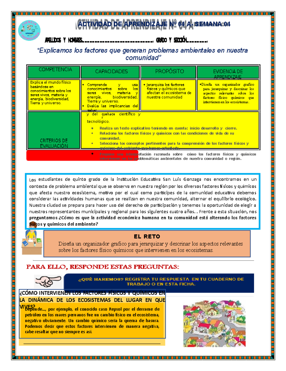 Semana 4 DIA 1 ( Parte 1) CTA - ACTIVIDAD DE APRENDIZAJE Nº 04 A ...