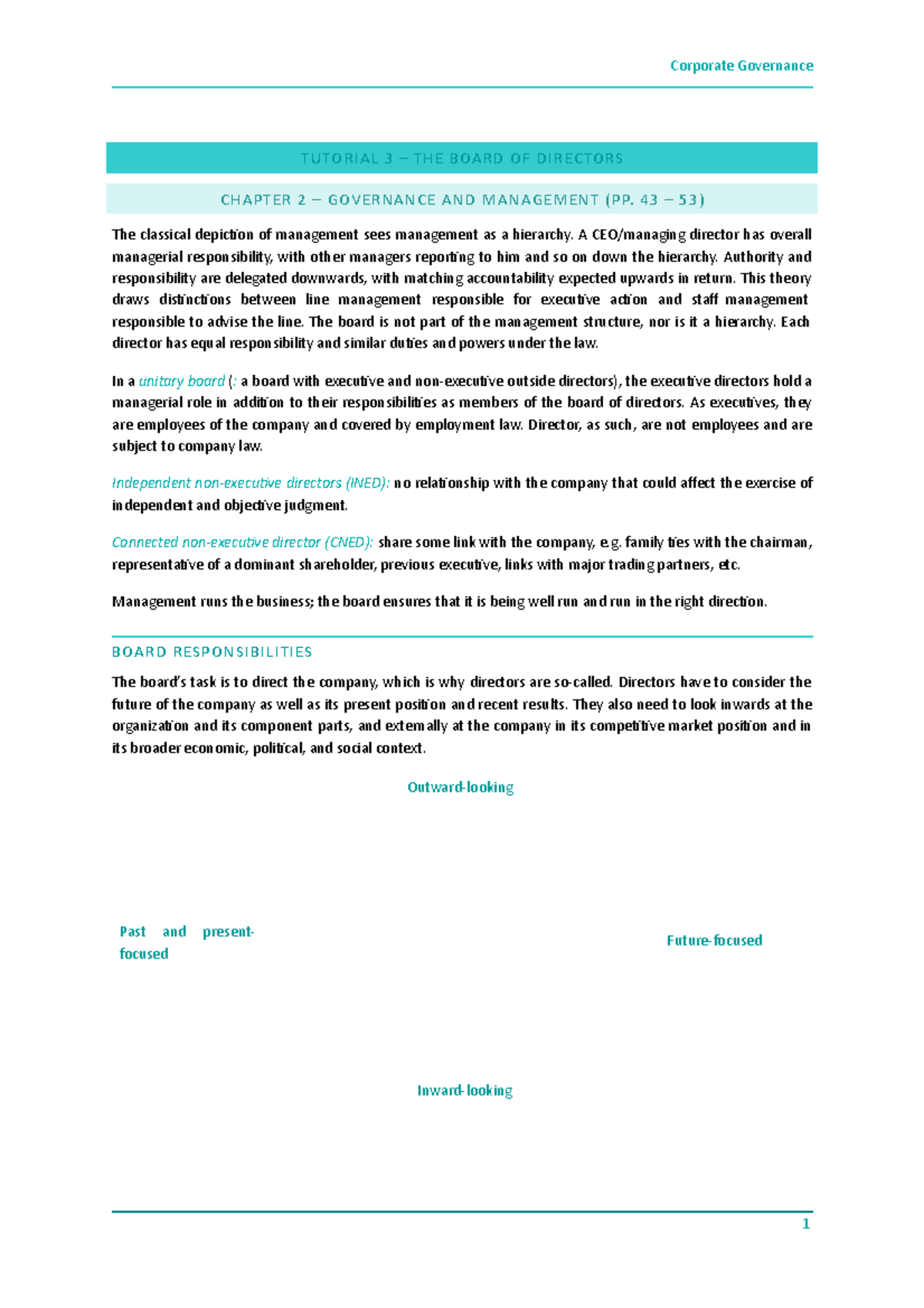 Tutorial 3 - Summaries and Tasks - TUTORIAL 3 – THE BOARD OF DIRECTORS ...