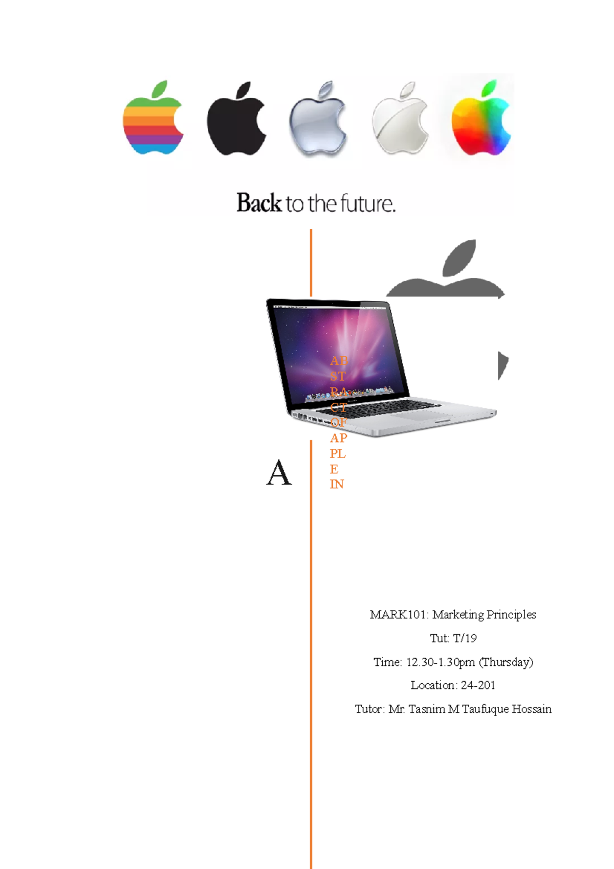 Apple Report mark101 assessment 4 - ABSTRACT OF APPLE INC. APPLE LAPTOP ...