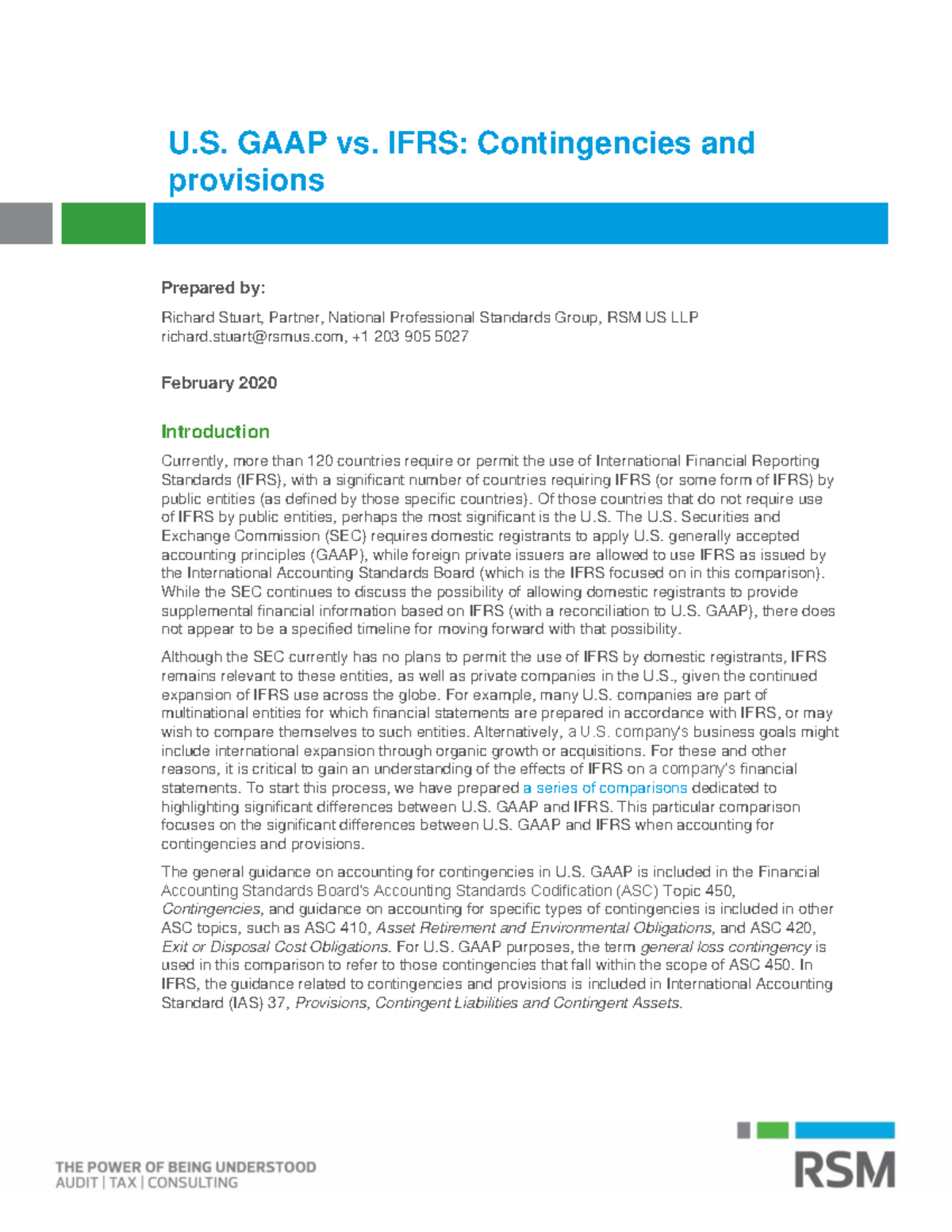 Contingencies provisions at a glance - U. GAAP vs. IFRS: Contingencies ...