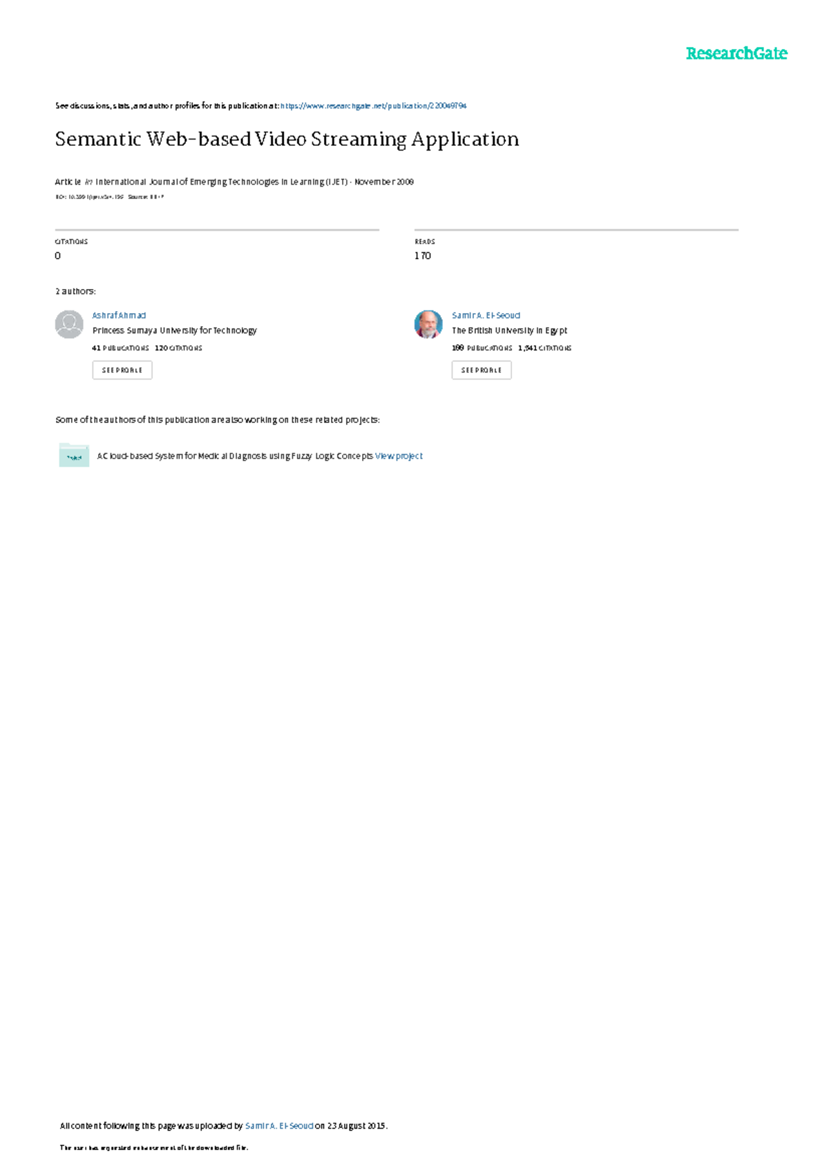 Semantic Web-based Video Streaming Application i JET - See discussions ...