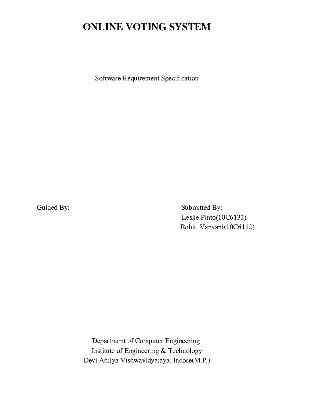 Toaz - afdasfasfasdfasfasdf - ONLINE VOTING SYSTEM Software Requirement Specification Guided By ...