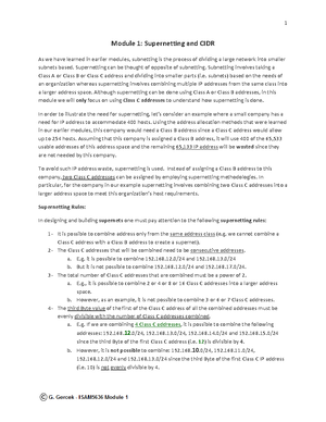 Module 1 Notes - Supernetting points - Supernetting rules:Addresses can ...