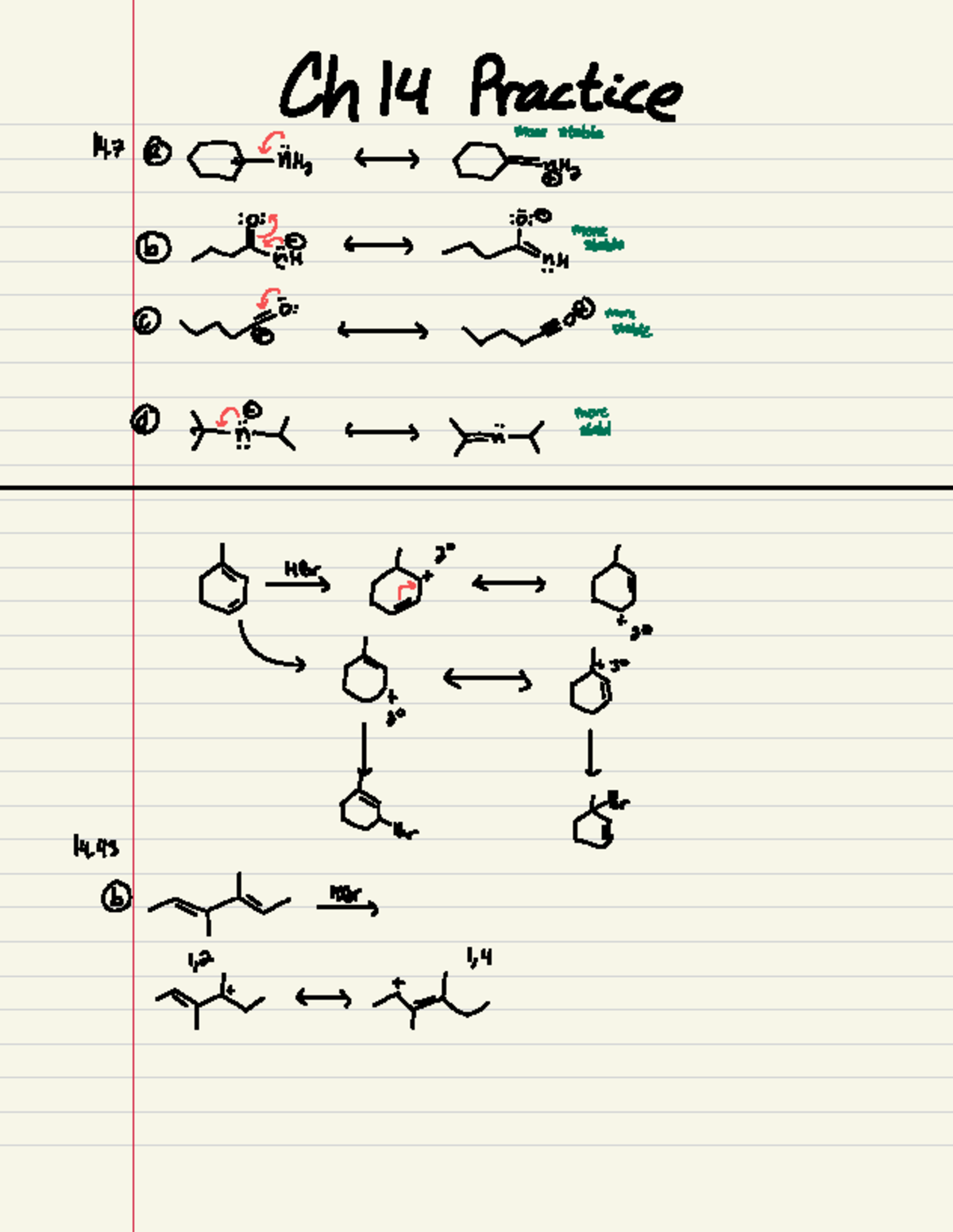 Ochem Ch14 Practice Problems - ####### Ch 14 Practice more stable 14 ⑨ ...