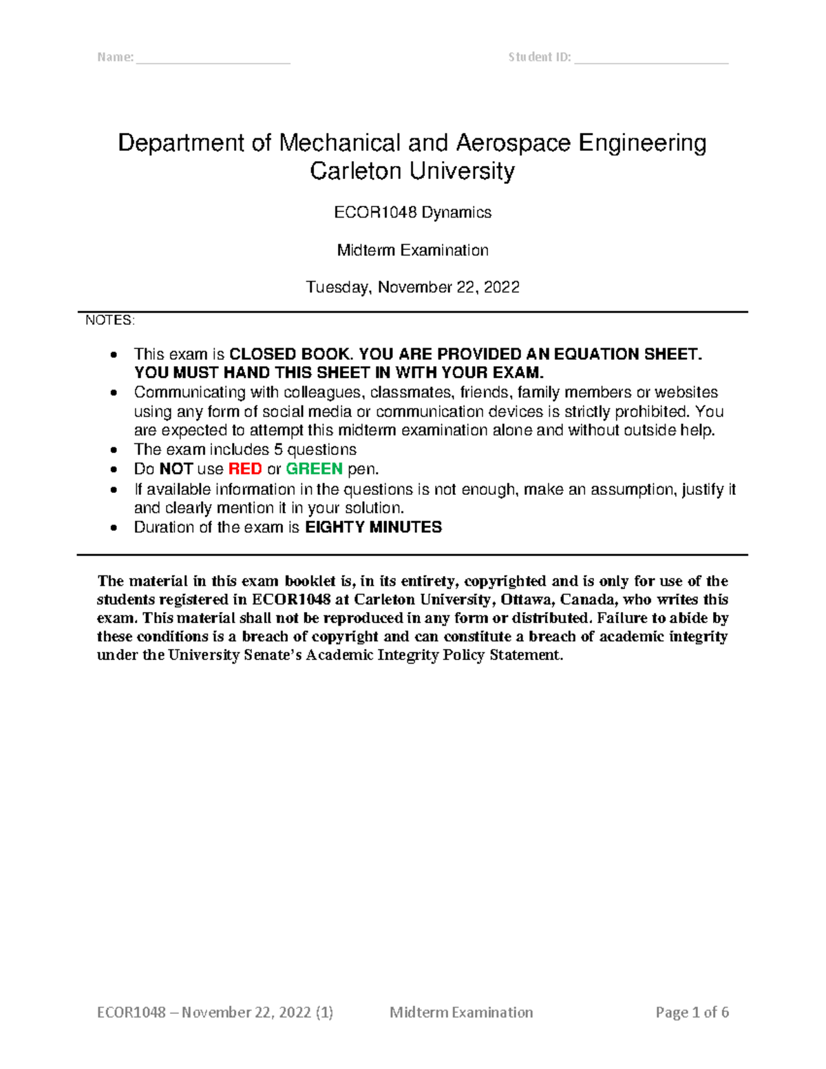 ECOR 1048 A Midterm Solutions - Department of Mechanical and Aerospace ...