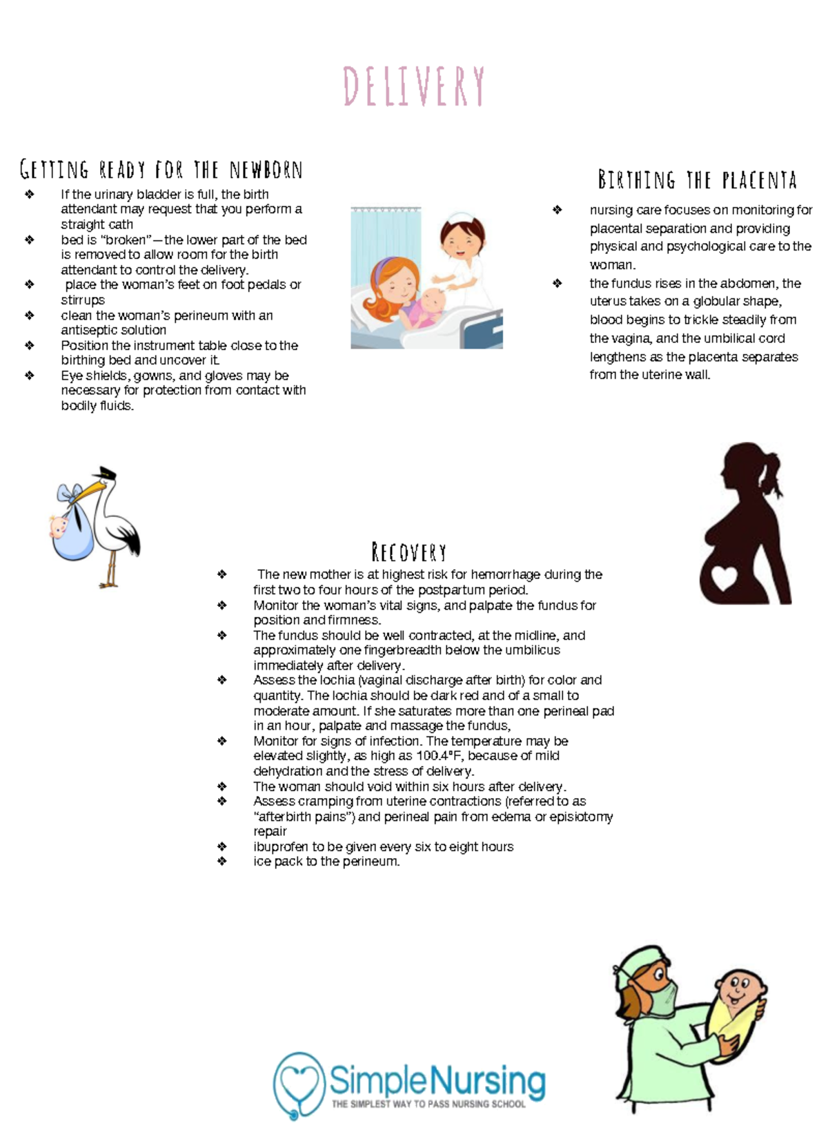 Delivery - lecture note - DELIVERY Getting ready for the newborn If the ...