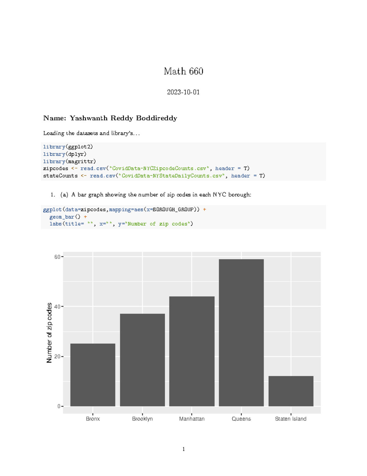 Assignment 2 HW2 - Math 660 2023-10- Name: Yashwanth Reddy Boddireddy Loading the datasets and ...