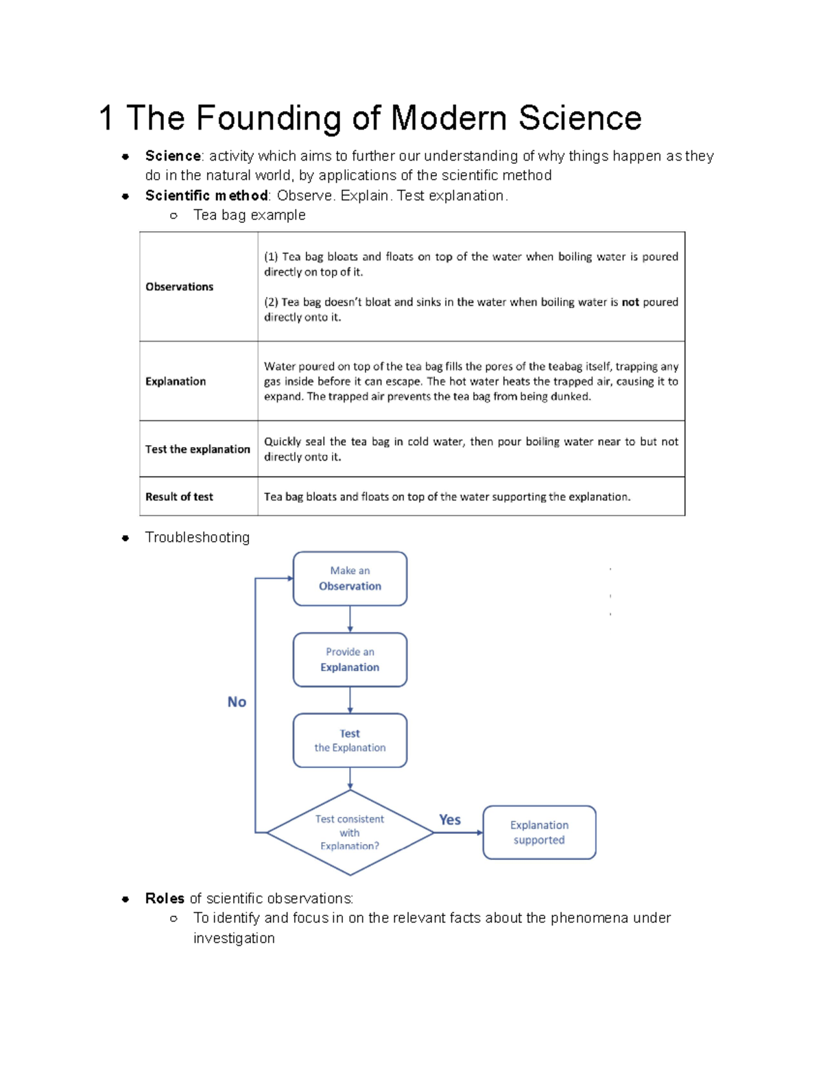 HSI1000 Scientific Inquiry notes - 1 The Founding of Modern Science ...