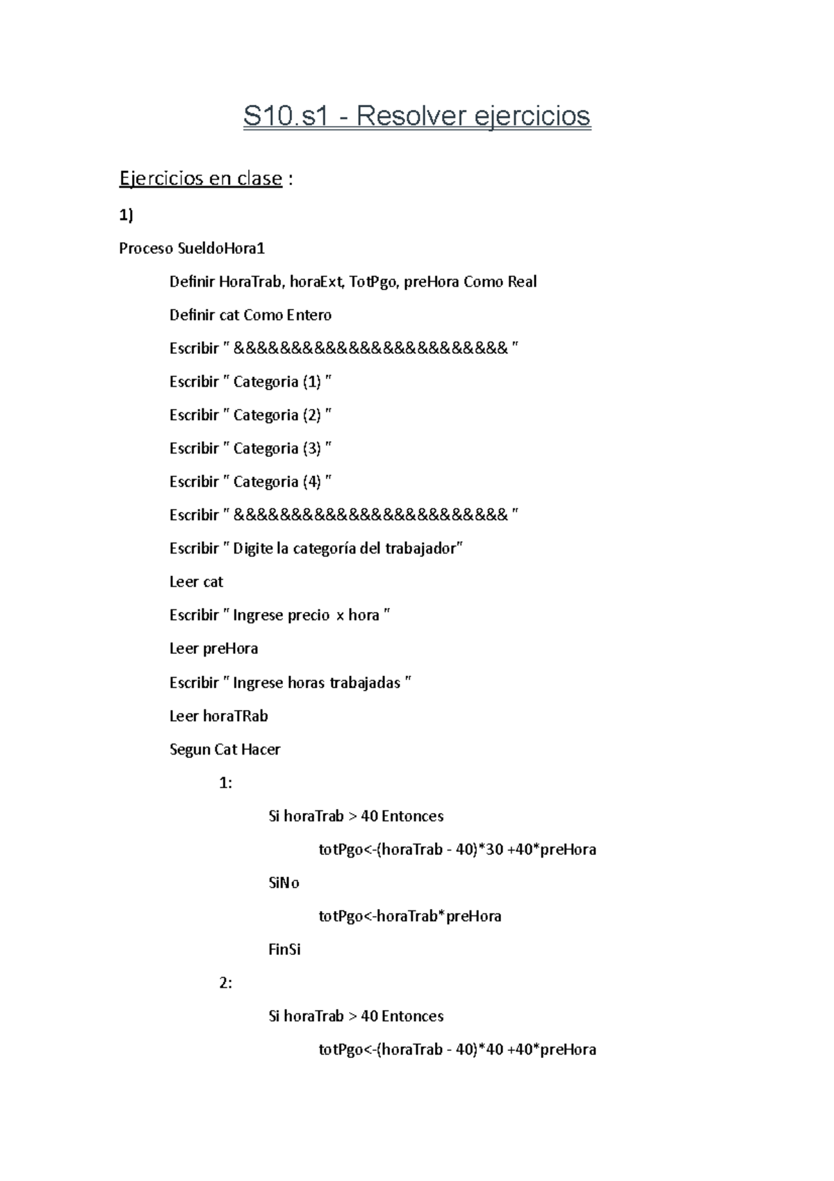 S10.s1 - Resolver ejercicios - S10 - Resolver ejercicios Ejercicios en clase : 1) Proceso ...