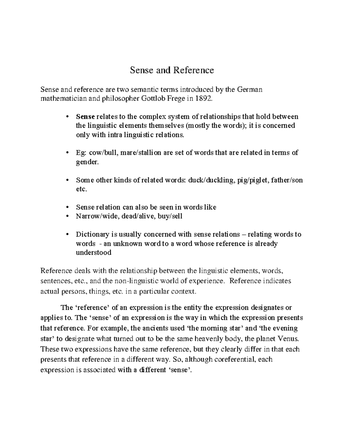 Sense and reference, connotation and denotation and extension and ...