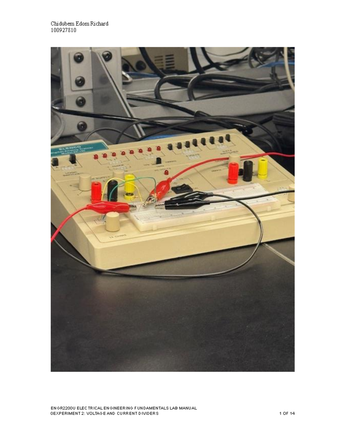 Lab 2. participation - 100927810 ENGR2200U ELECTRICAL ENGINEERING ...