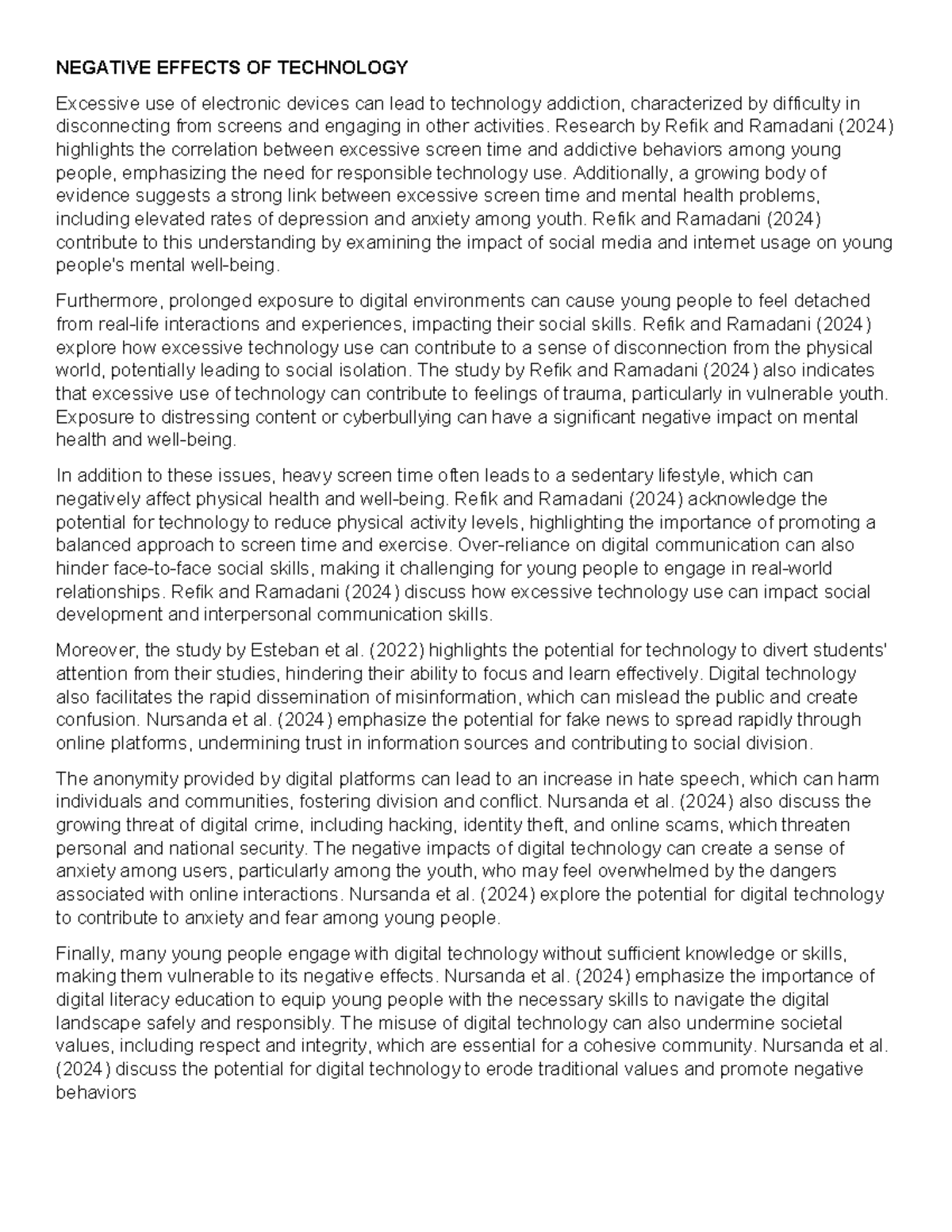 Negative and Positive Effects of Using Technology - NEGATIVE EFFECTS OF ...