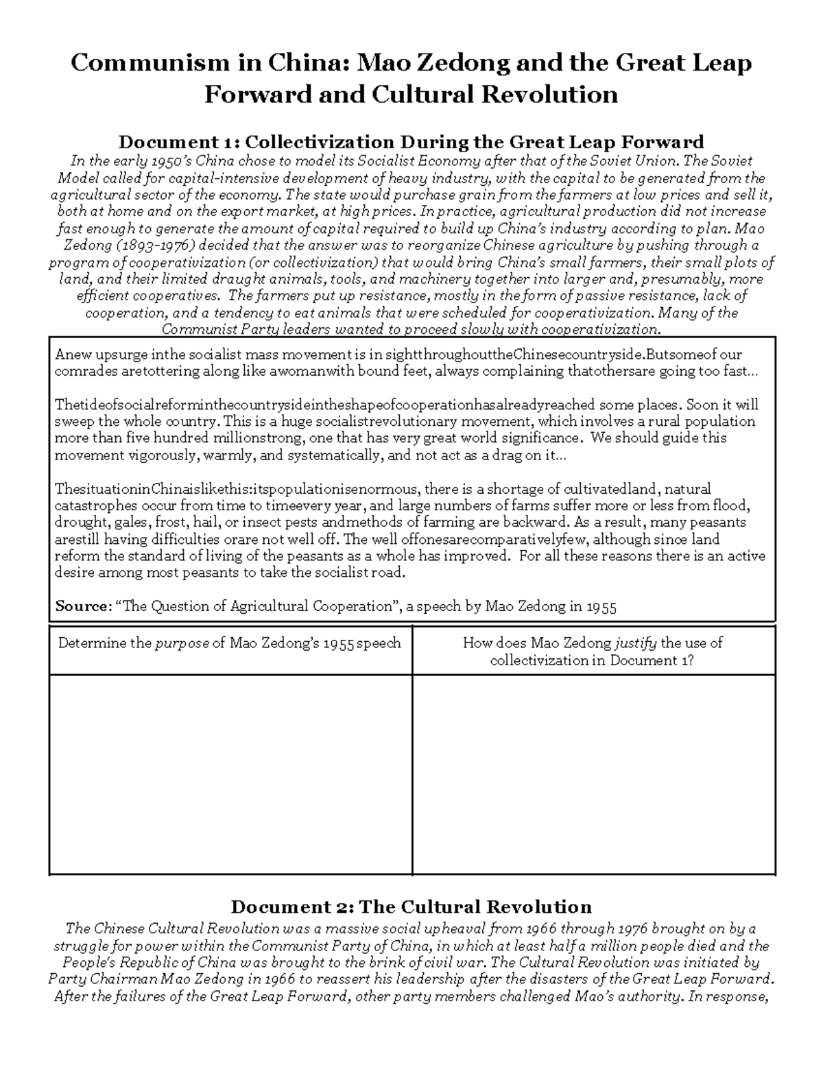 APWH Mao Communism China 2024 - Communism in China: Mao Zedong and the ...