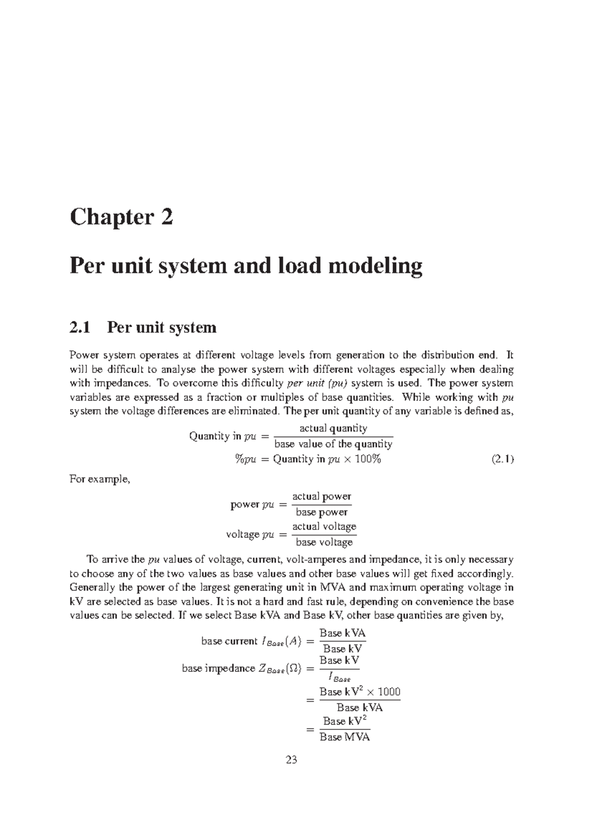 PCT Notes Lec2 Per Unit and Load Modelling - Chapter 2 Per unit system ...