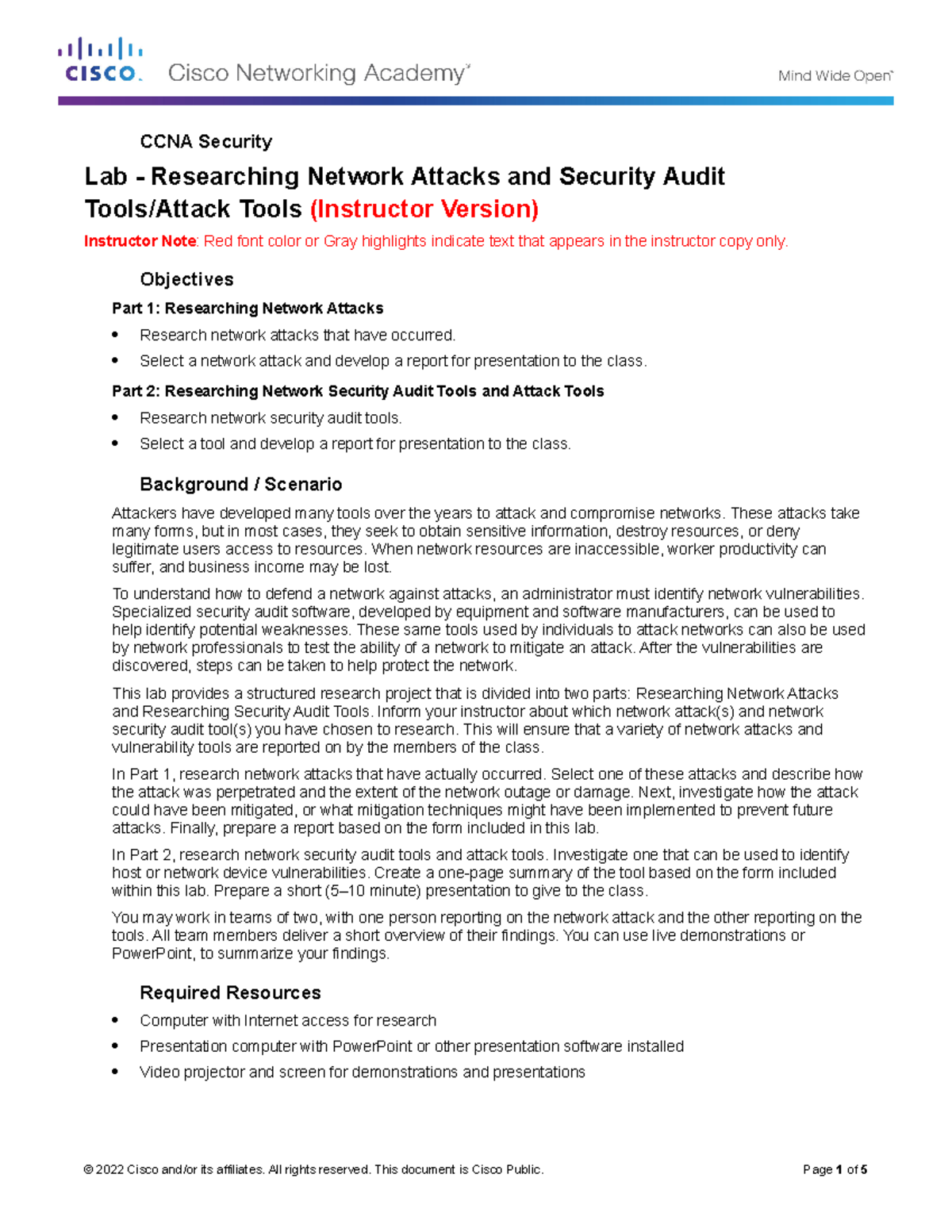 1.4.1.1 Lab - Researching Network Attacks and Security Audit Tools ...