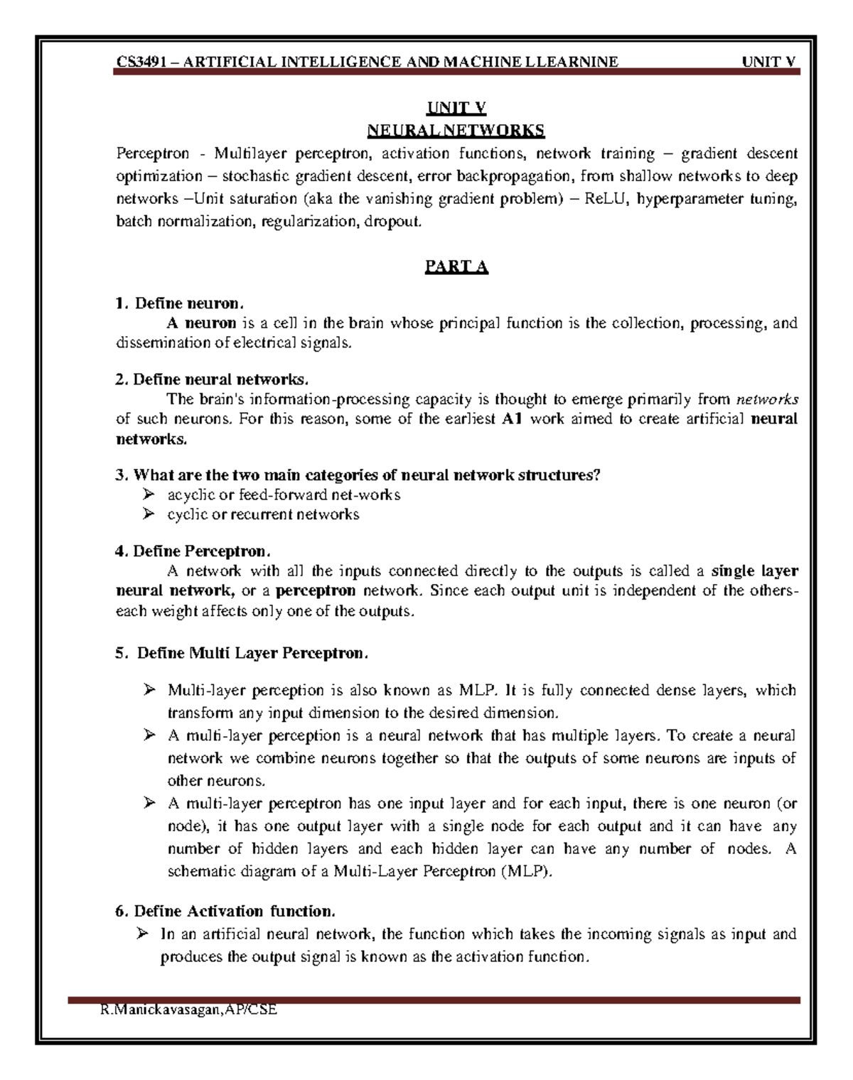 CS3491- Artificial Intelligence AND Machine Learning-1221091049-UNIT 5 ...