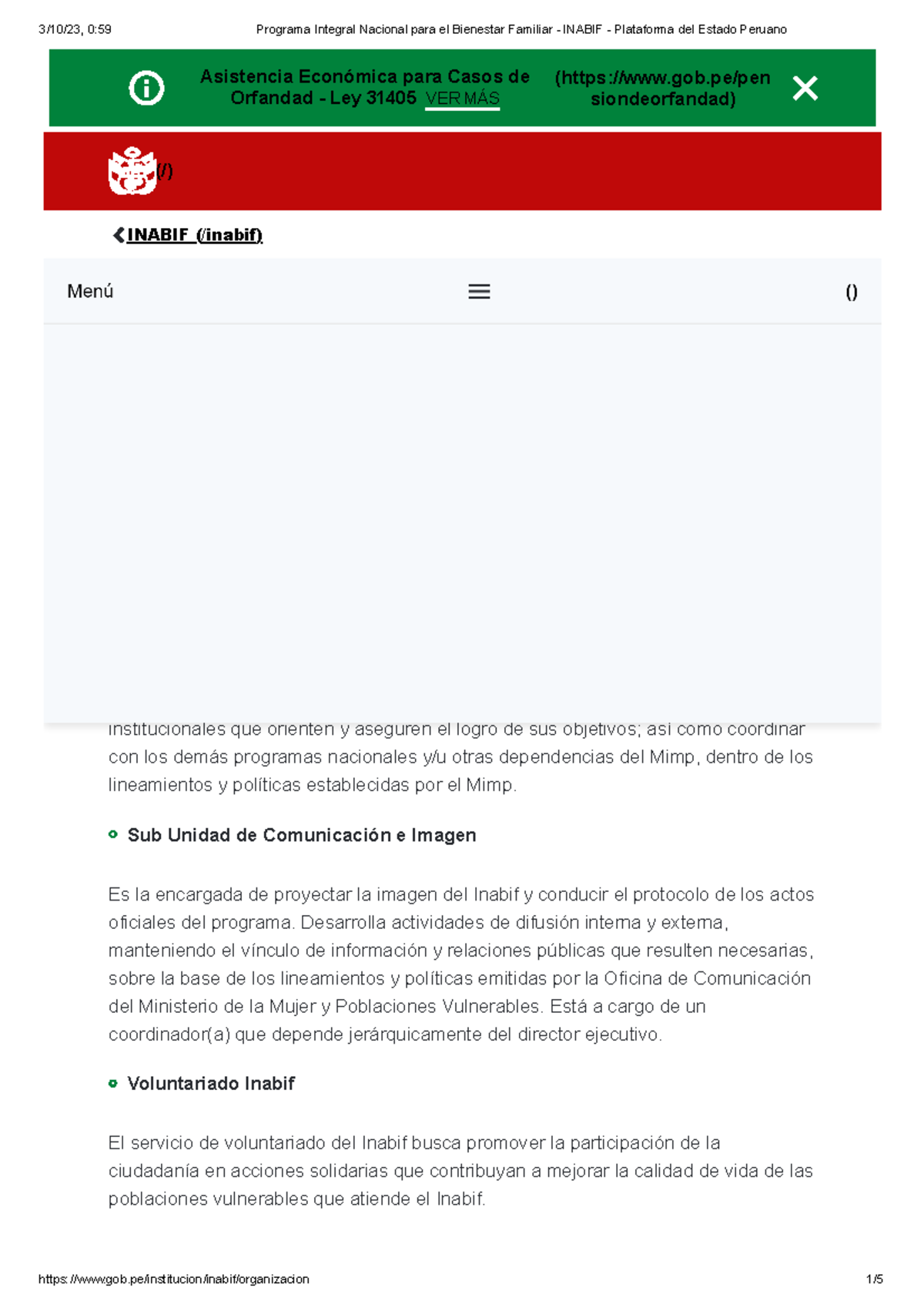 Programa Integral Nacional para el Bienestar Familiar - Inabif ...