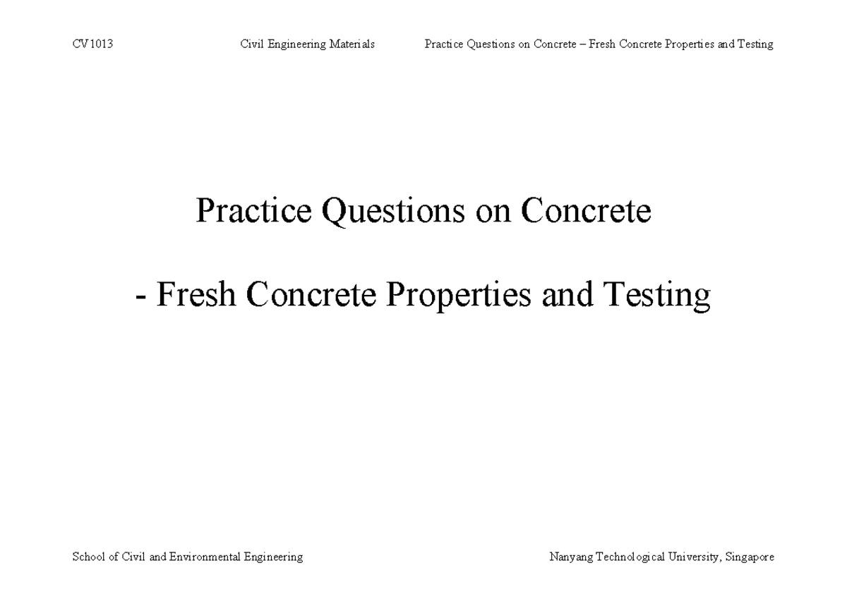 27325716 - Tutorial - CV101 3 Civil Engineering Materials Practice ...