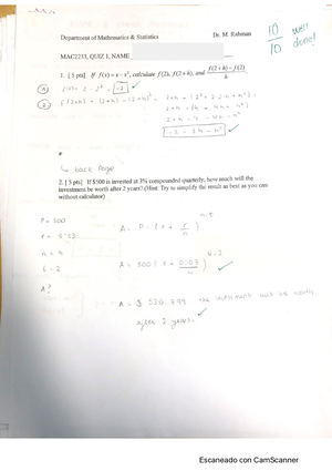 Homework 2. solved and graded - MAC 2233 - Studocu