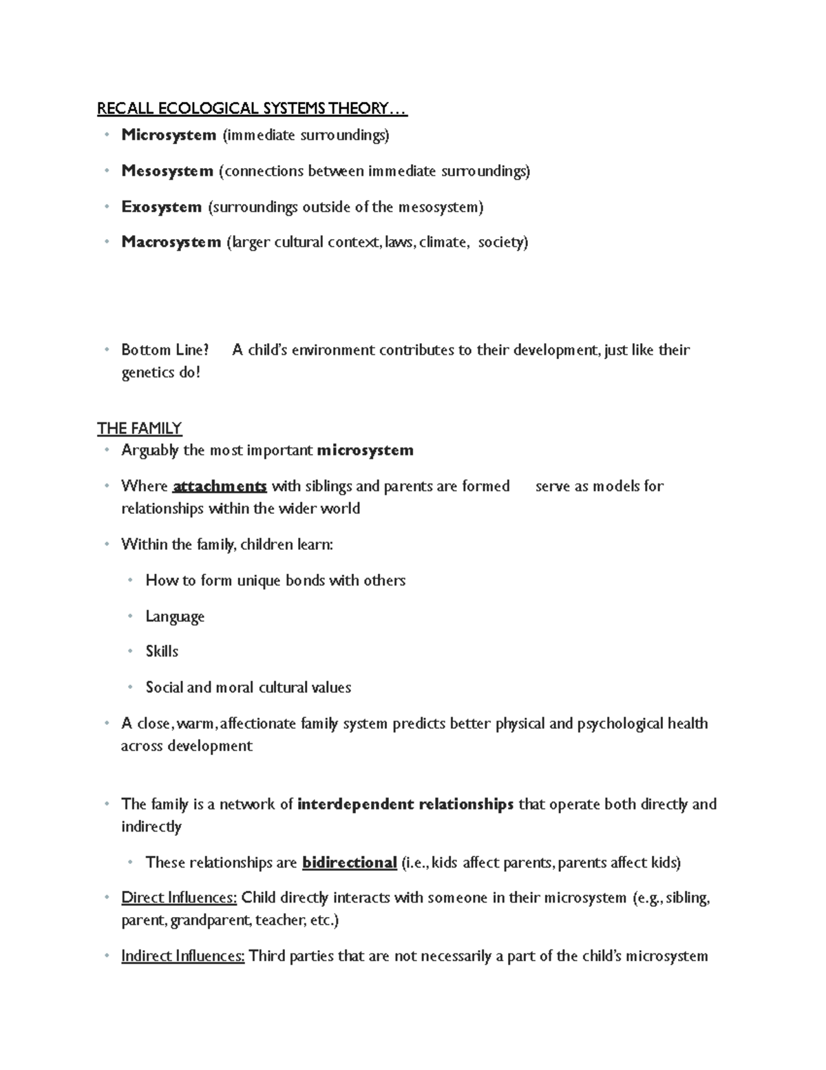 Environmental Contexts for Development - RECALL ECOLOGICAL SYSTEMS ...