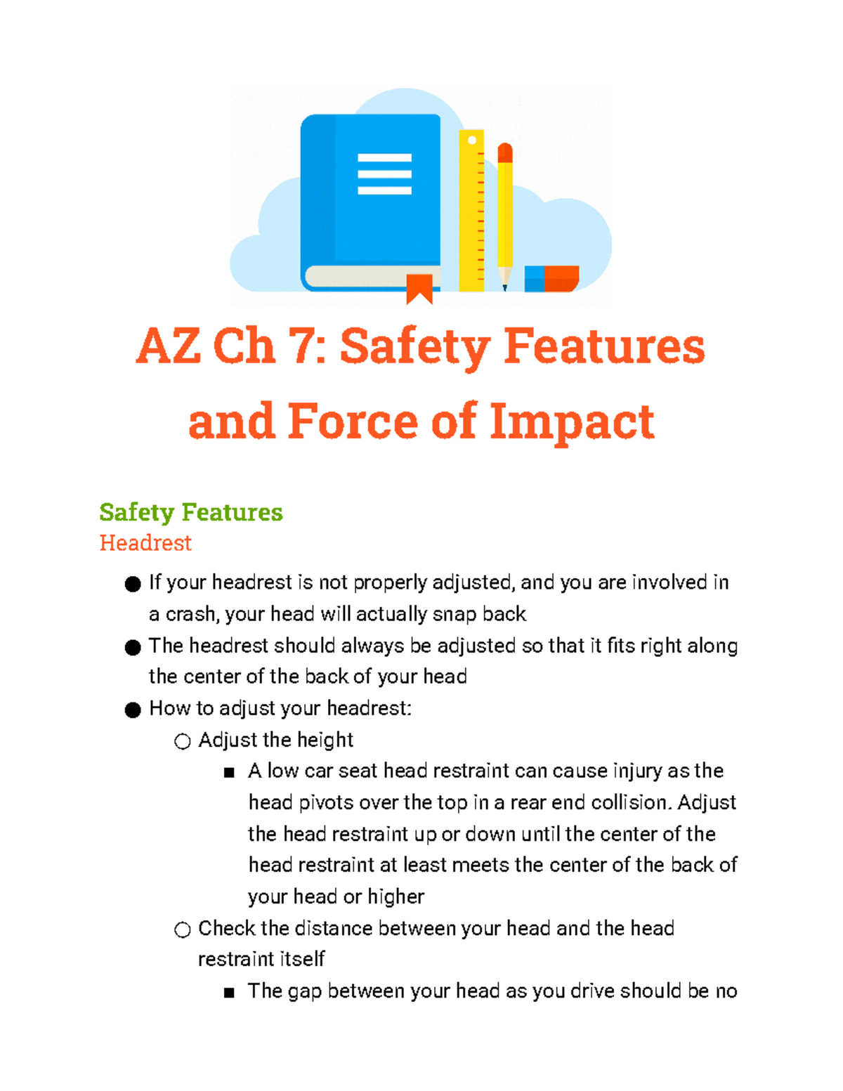 AZ ch7 Safety Features and Force of Impact - AZ Ch 7: Safety Features ...