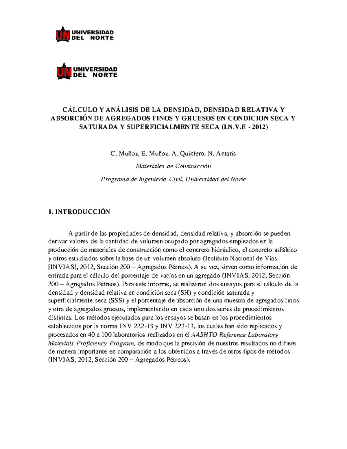 Informe De Laboratorio 2 CÁlculo Y AnÁlisis De La Densidad Densidad