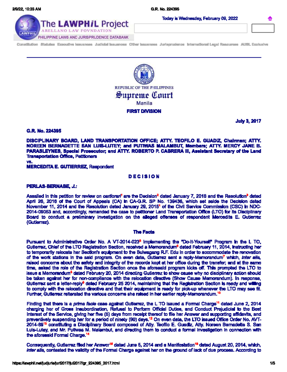 12. Disciplinary Board v. Gutierrez, G.R. No. 224395, July 3, 2017 ...