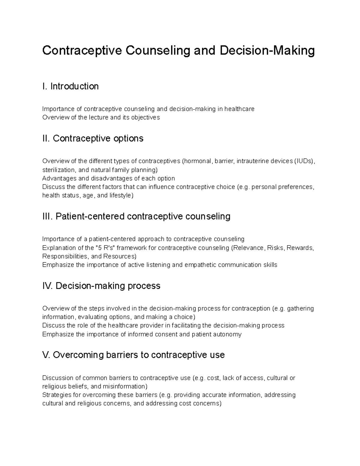 Reproductive Health 7 - Contraceptive Counseling and Decision-Making ...
