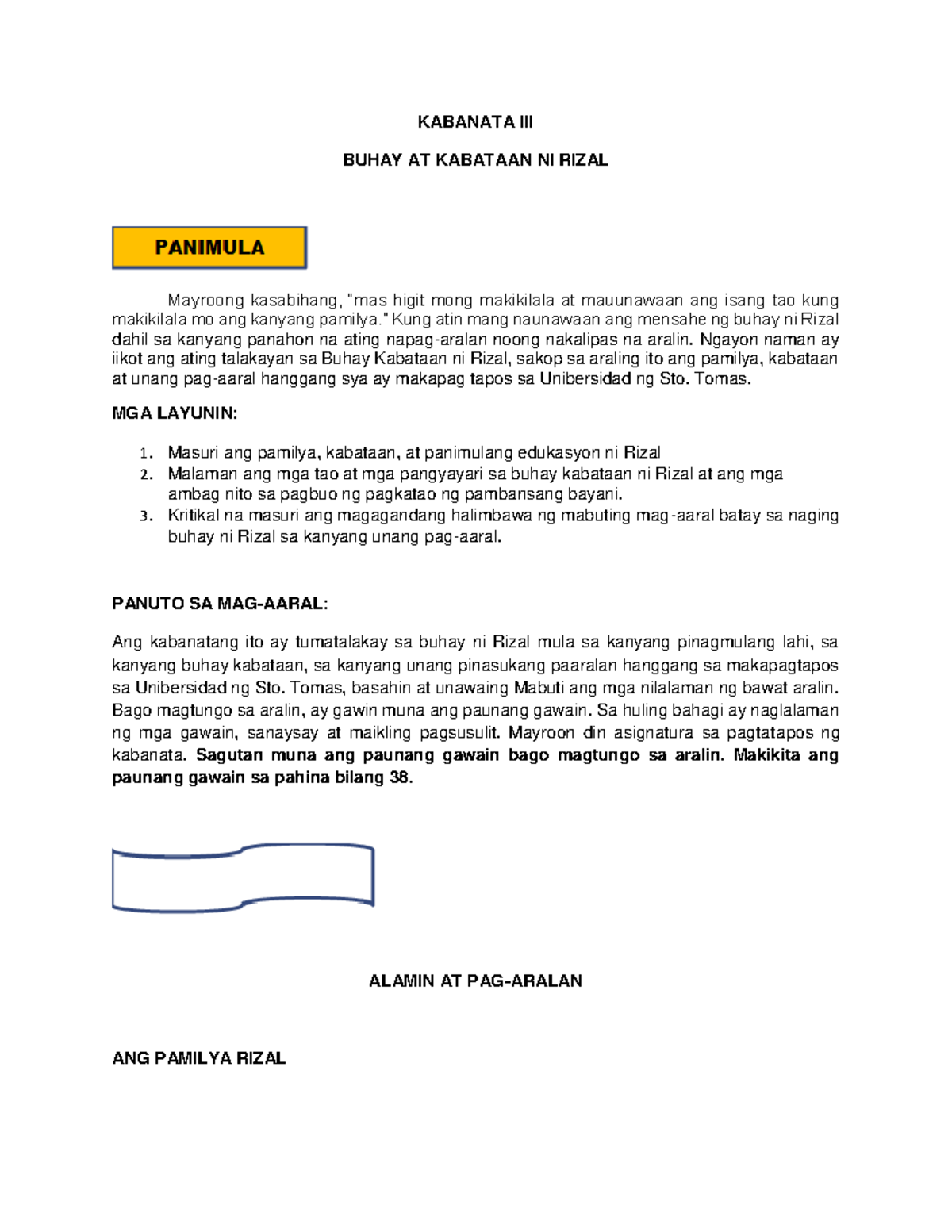 Ang Buhay at Kabataan ni Jose Rizal SS5 ARALIN III (LIFE AND WORKS OF ...