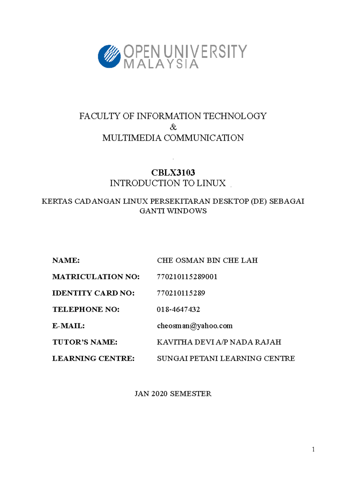 Assignment-Malay - bit - FACULTY OF INFORMATION TECHNOLOGY & MULTIMEDIA ...