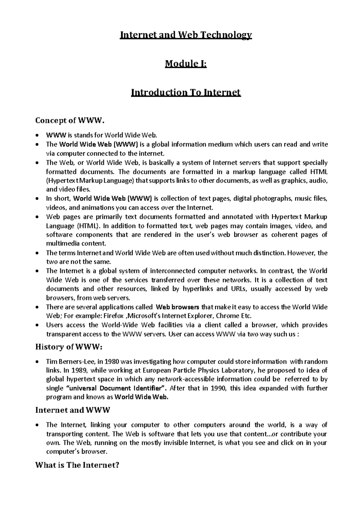 IWT Notes - Internet and Web Technology Module I: Introduction To ...
