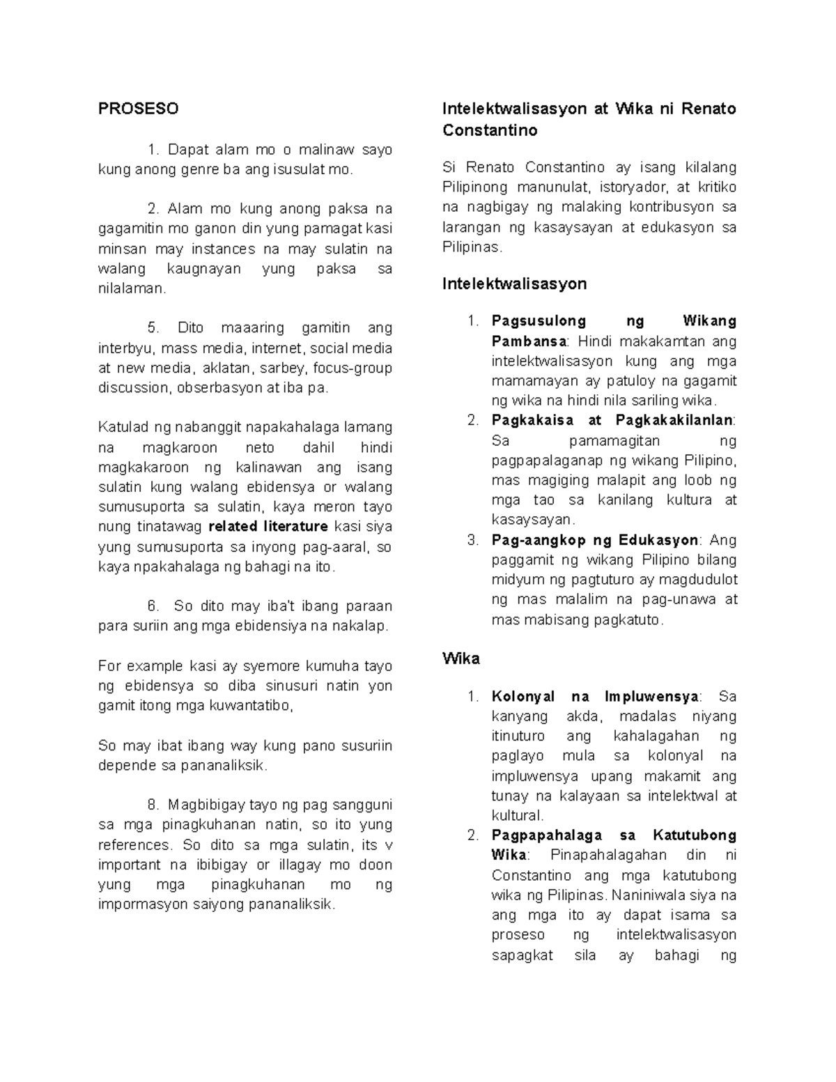 Script - PROSESO Dapat alam mo o malinaw sayo kung anong genre ba ang ...