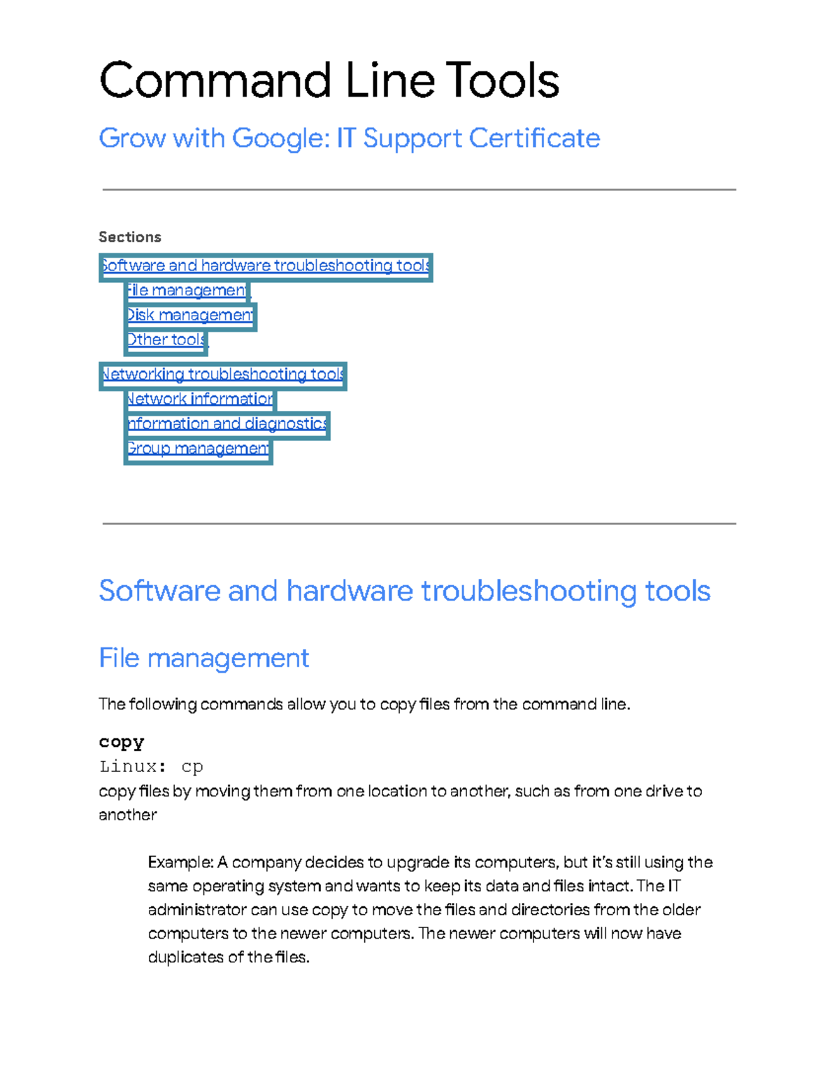 Command Line Troubleshooting Tools Reference Guide - Grow with Google ...