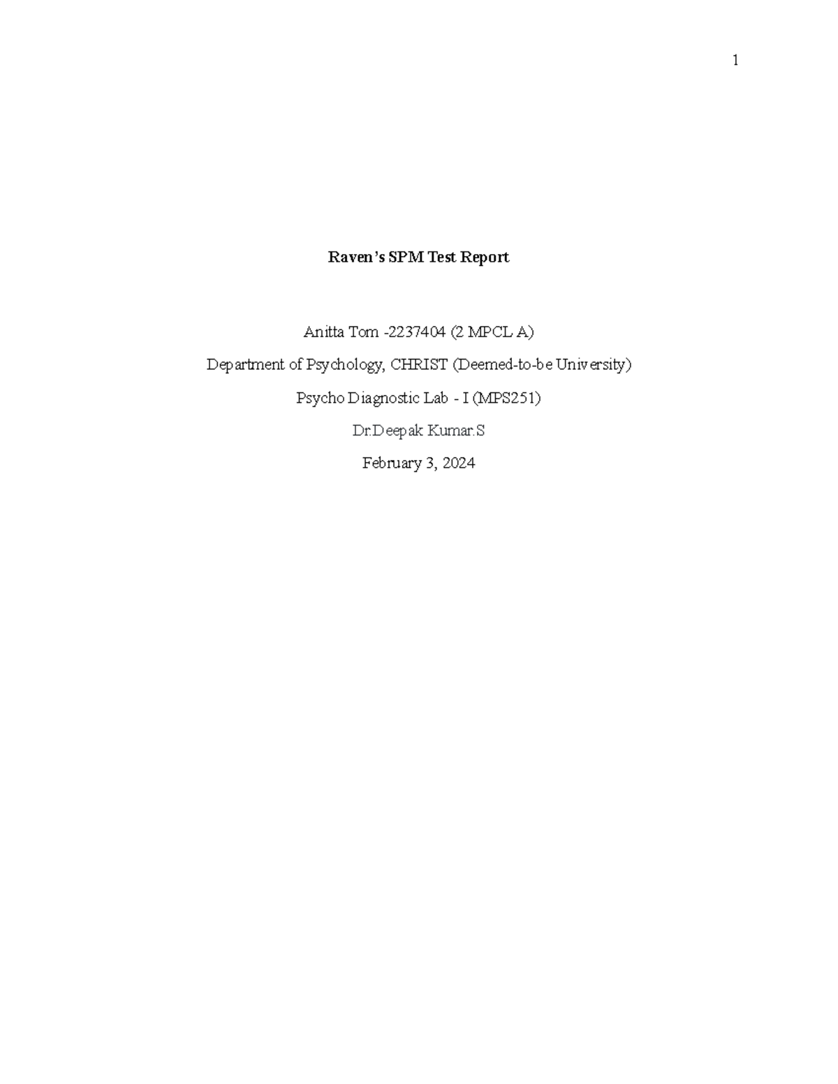 Raven's Standard Progressive Matrices Test Report - Raven’s SPM Test ...