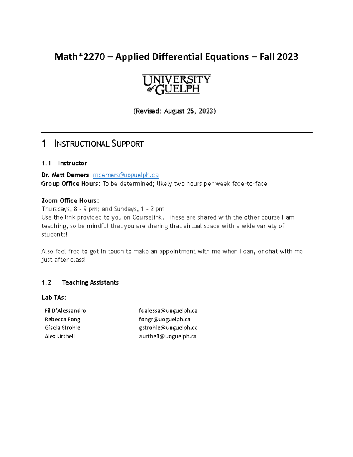 Math 2270 - F23 - Course Outline - Third Draft - Math*2270 – Applied ...