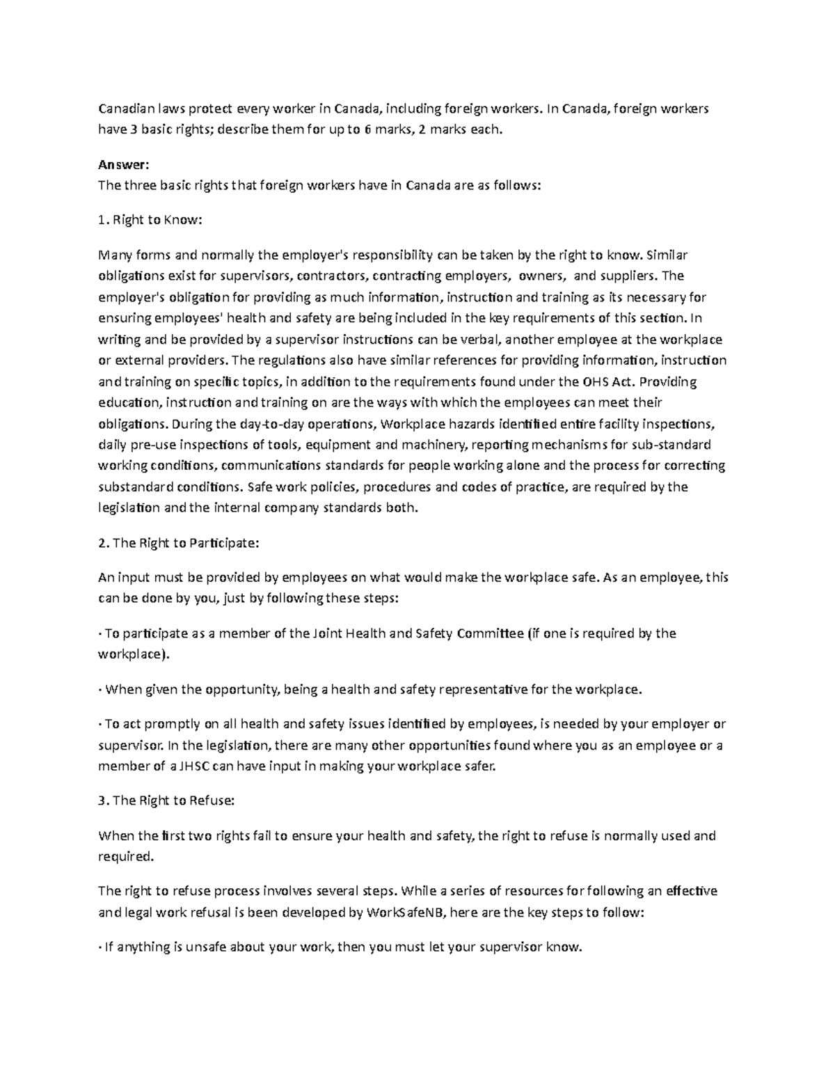 Three basic rights to protect every worker in Canada - Canadian laws ...