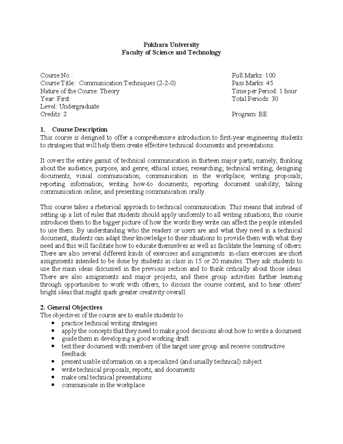 Communication-Techniques - Pokhara University Faculty of Science and ...