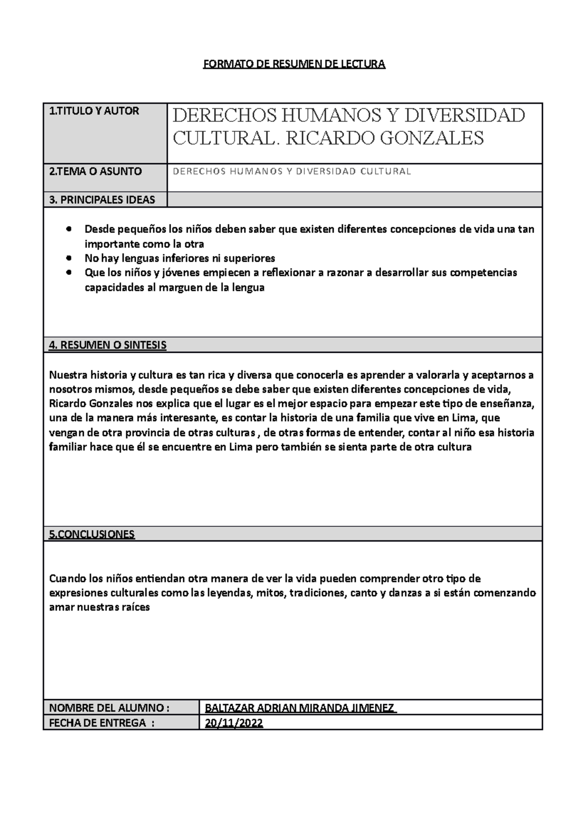 Formato DE Resumen DE Lectura - FORMATO DE RESUMEN DE LECTURA 1 Y AUTOR ...