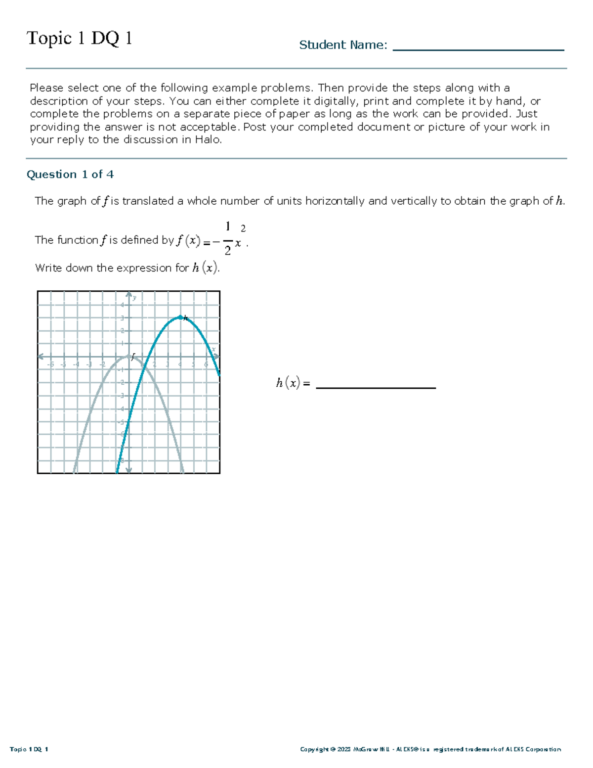 DQ1 - Discussion Question options for solving DQ 1. 4 options pick 1 to ...