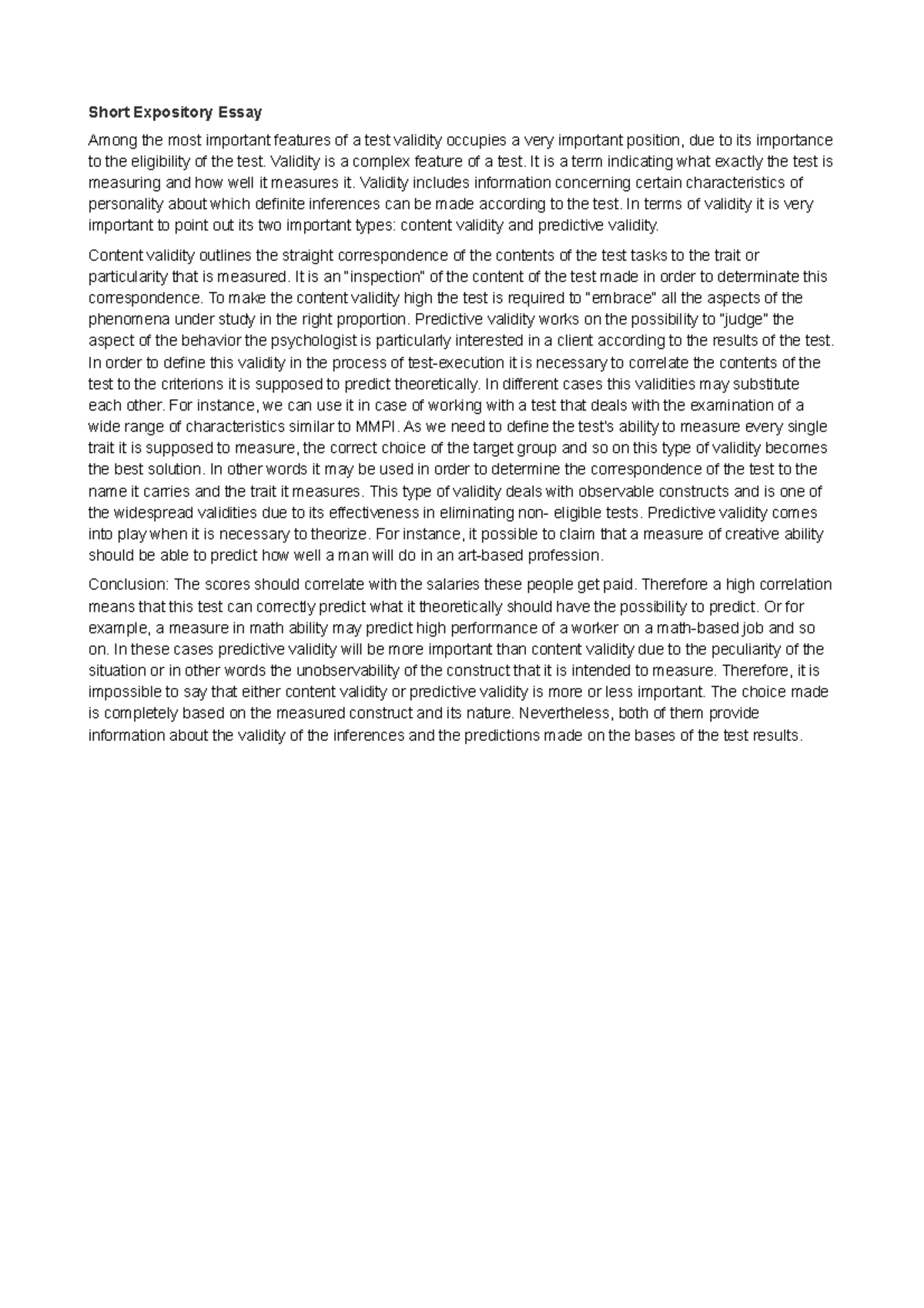 Short Expository Essay part 1 assignment - Short Expository Essay Among ...