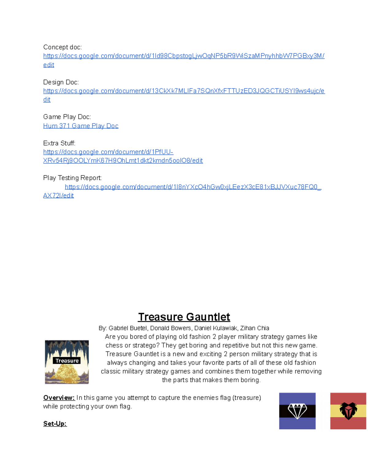 Hum 371 Game Play Doc - Major Project - Concept doc: - Studocu