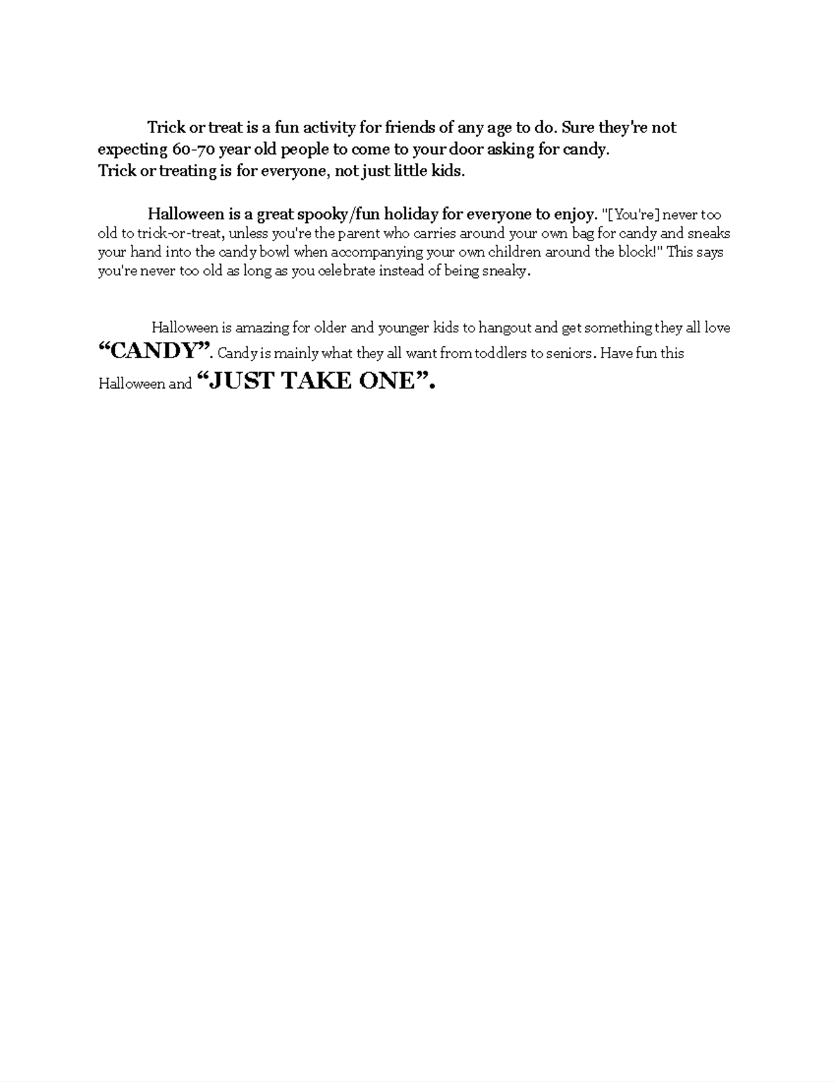 Free to Write Trick or Treating (Persuasive Essay) - Google Docs ...